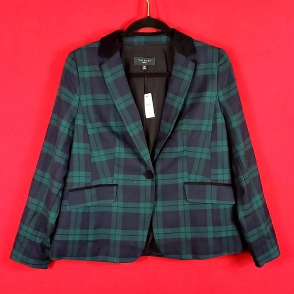 Talbots | Jackets & Coats | New Talbots Plaid Black Watch Tartan Blazer ...